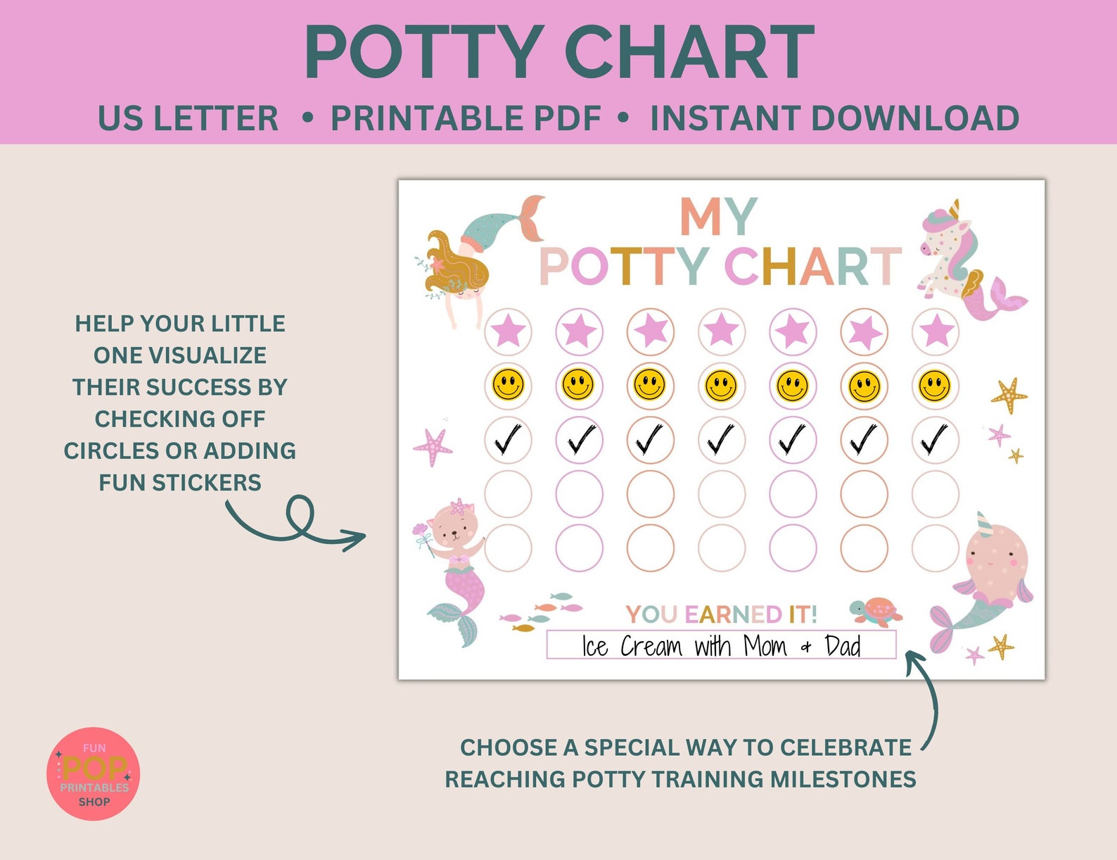 Potty Training Reward Chart Printable| Sticker Reward Potty Chart ...