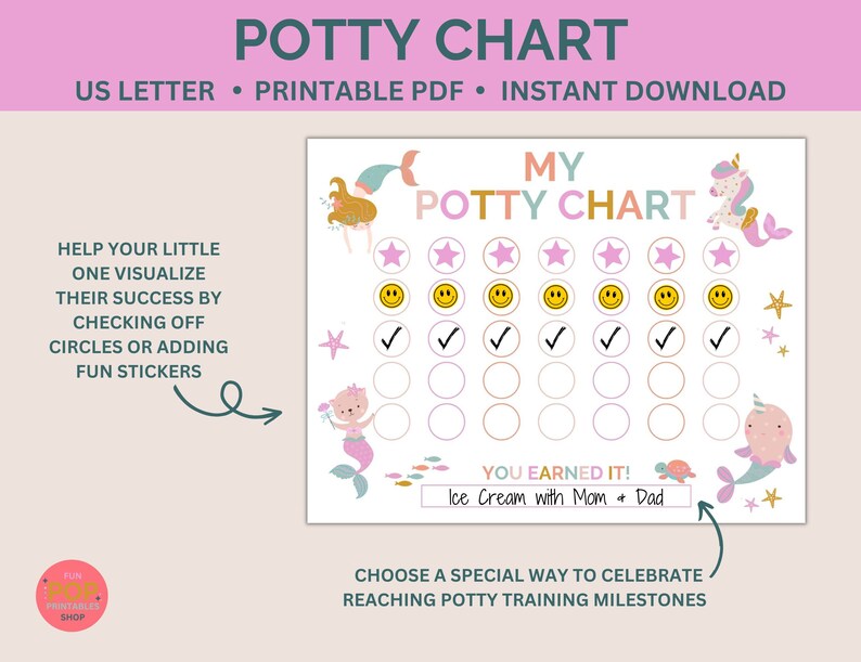 Potty Training Reward Chart Printable| Sticker Reward Potty Chart ...