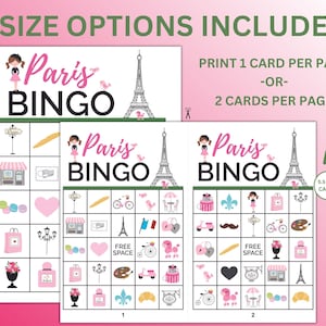 30 Printable Paris Themed Bingo Cards | Paris Party Games | Travel ...