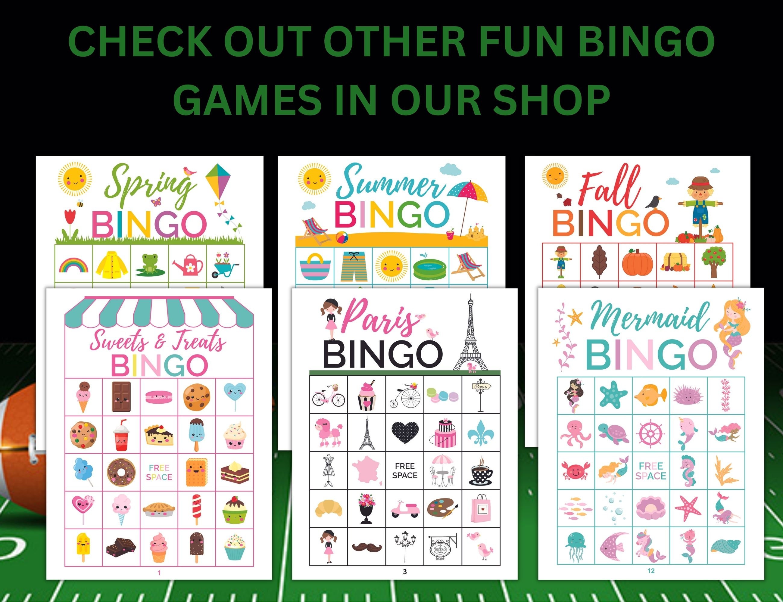 30 Printable Football Themed Bingo Cards | Football Watch Party Game ...