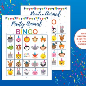 30 Printable Party Animal Bingo Cards | Party Animal Bingo for Kids ...