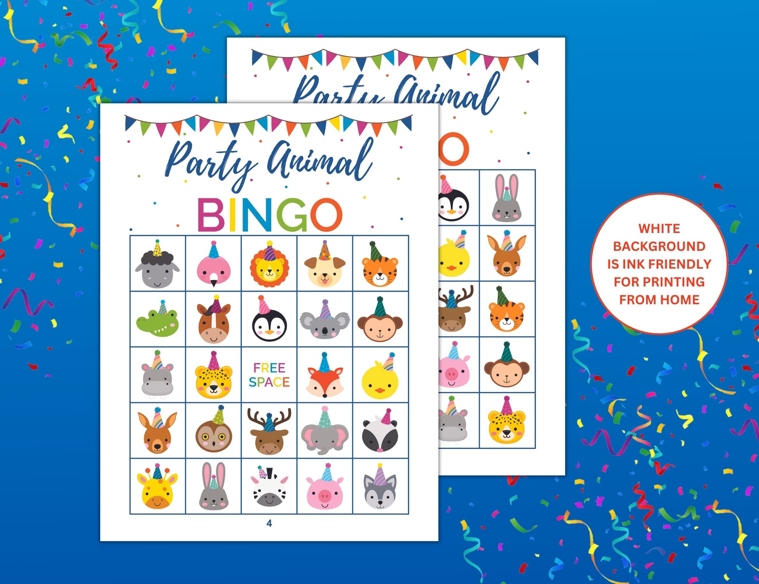 30 Printable Party Animal Bingo Cards Party Animal Bingo for Kids Party ...