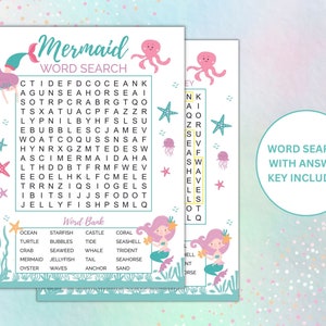 Printable Mermaid Games | Mermaid Activity Set | Mermaid Party Games ...