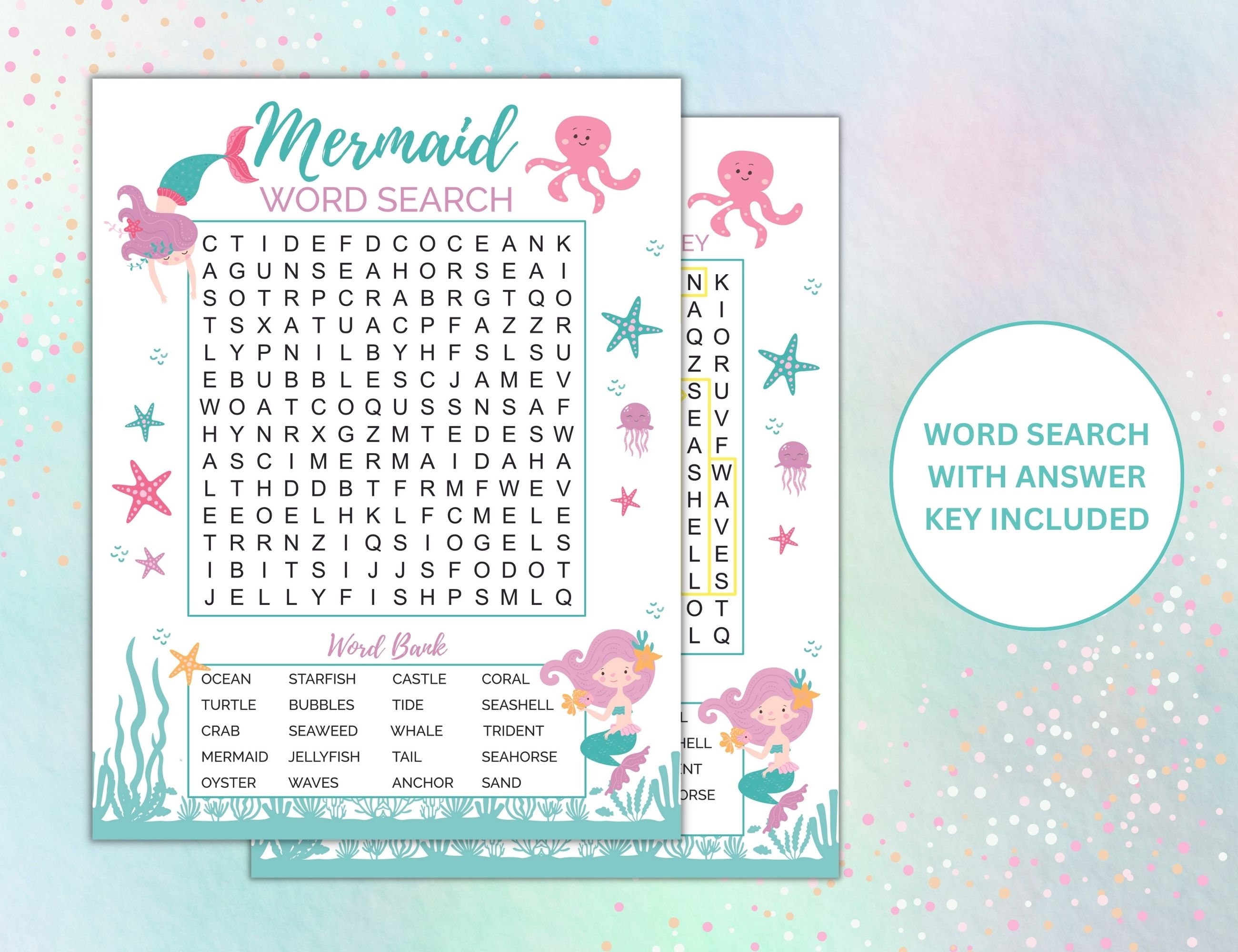 Printable Mermaid Games Mermaid Activity Set Mermaid Party - Etsy