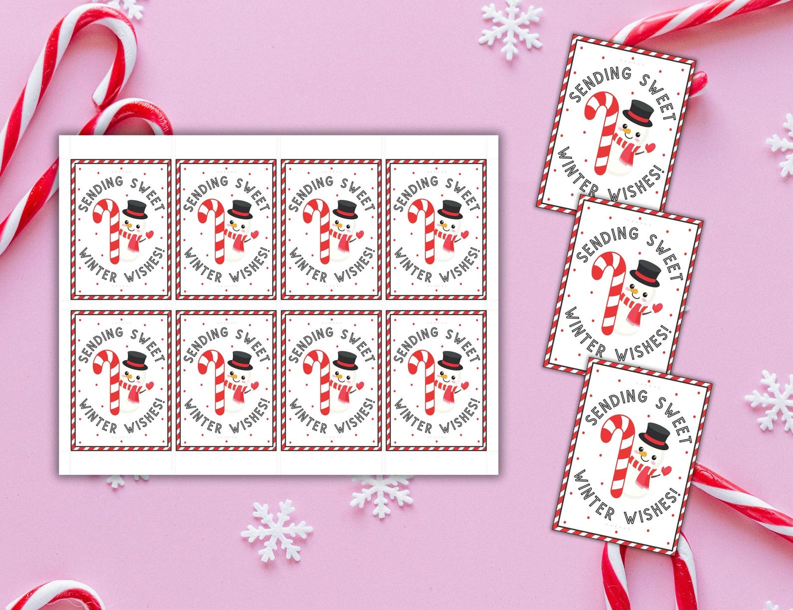 Candy Cane Holder Gift Tags | Candy Cane Gift for Classmates | Winter ...