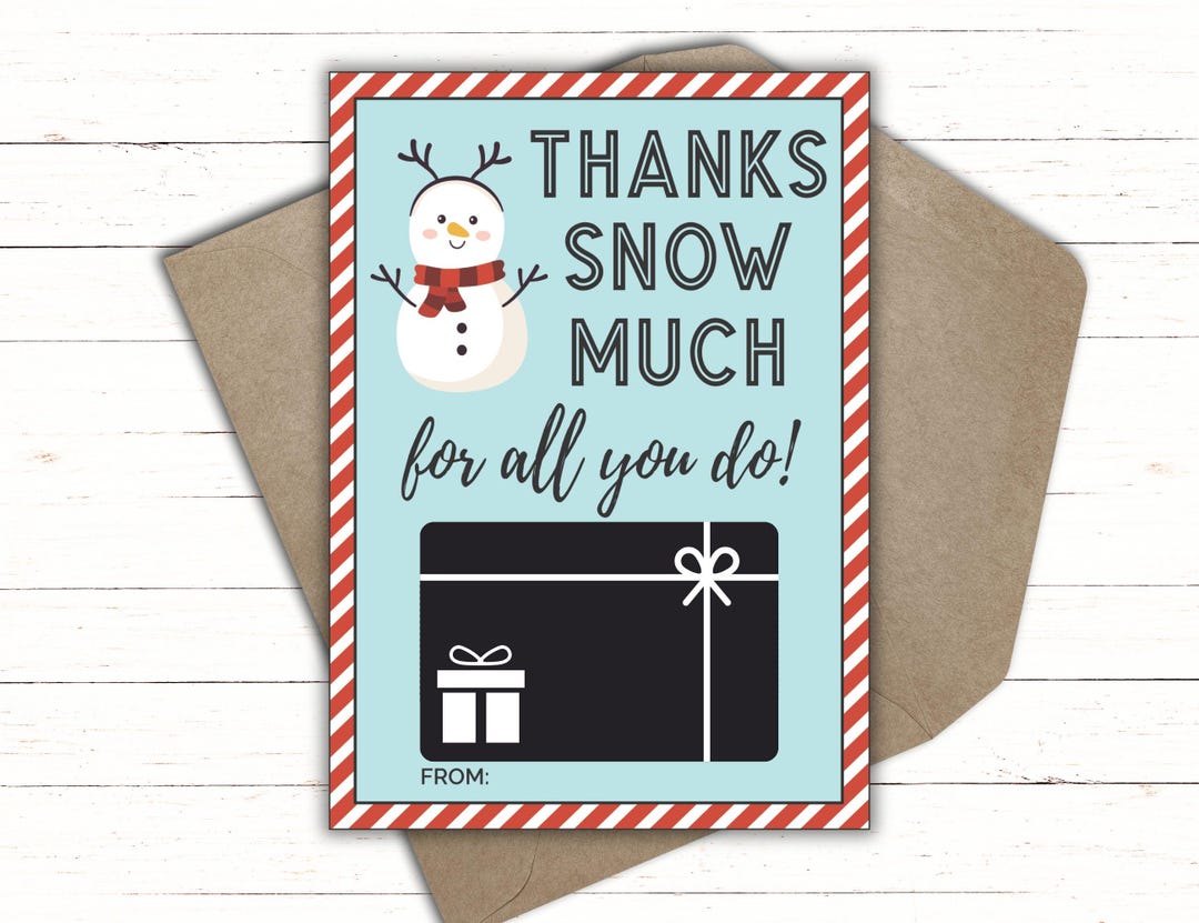 Thank You Snow Much Gift Card Holder | Winter Snowman Daycare Teacher ...