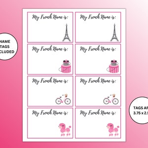 What is Your French Name Printable Game | Paris Themed Party Game ...