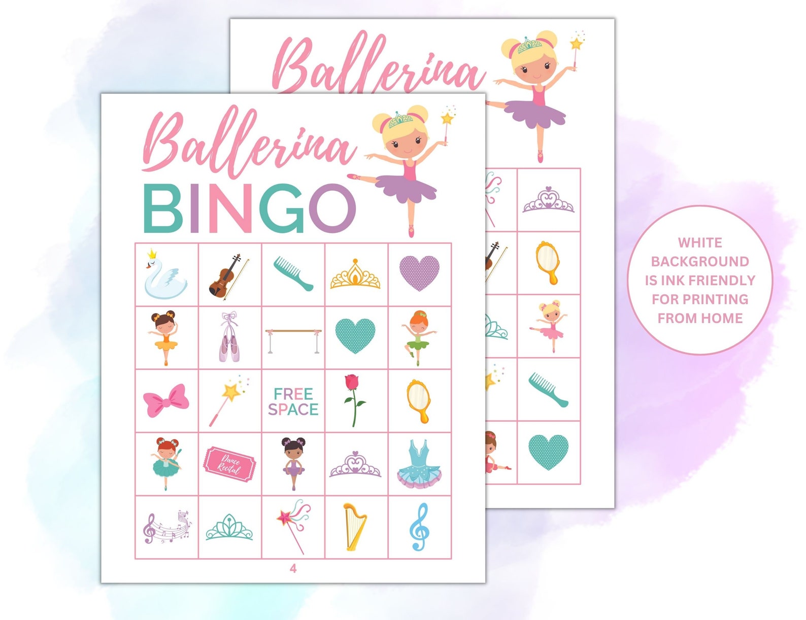 30 Printable Ballerina Themed Bingo Cards Ballerina Party Games Ballet ...