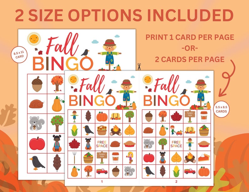 30 Printable Fall Bingo Cards | Fall Bingo for Kids | Fall Classroom ...