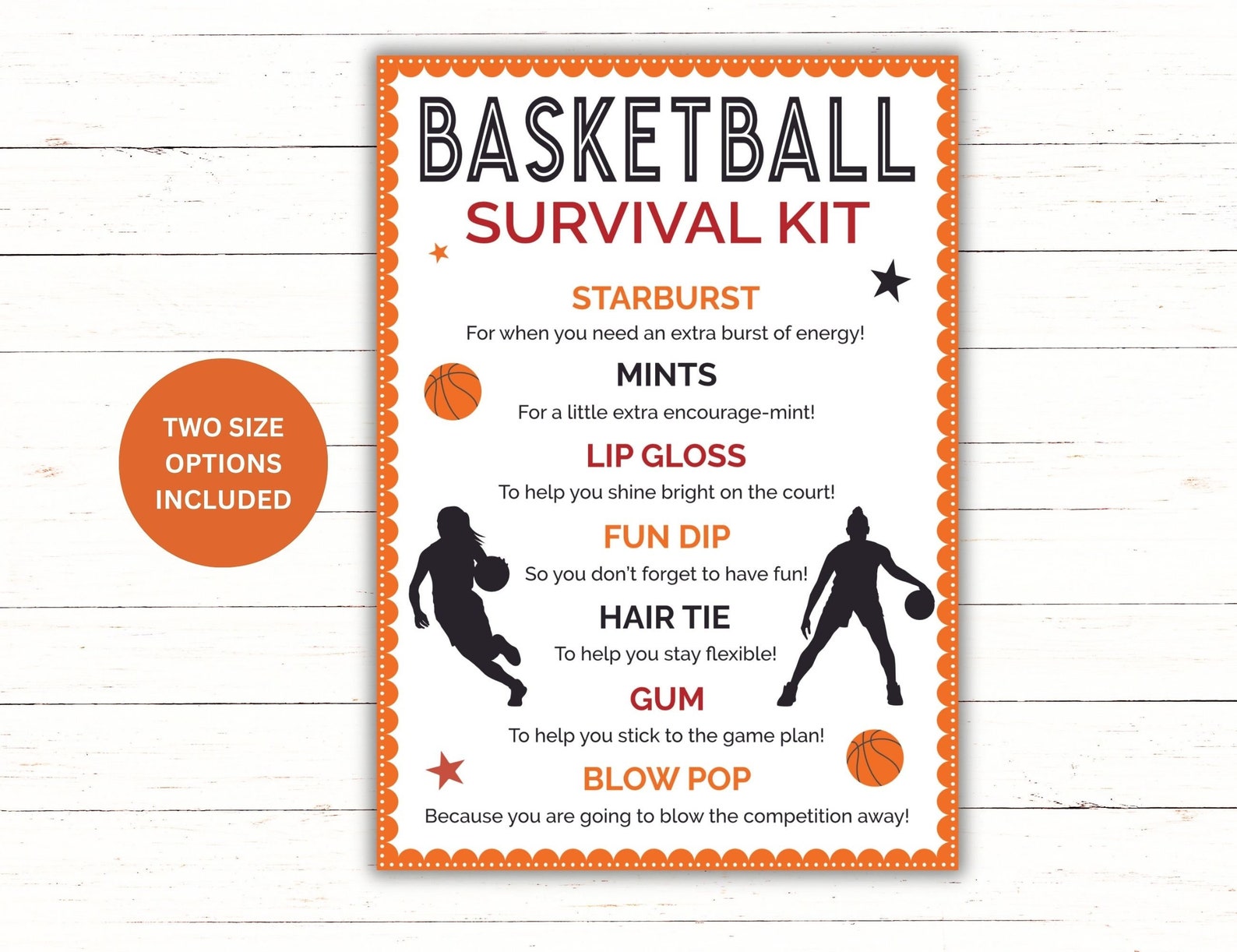 Printable Girls Basketball Survival Kit | Basketball Player Gift Idea ...
