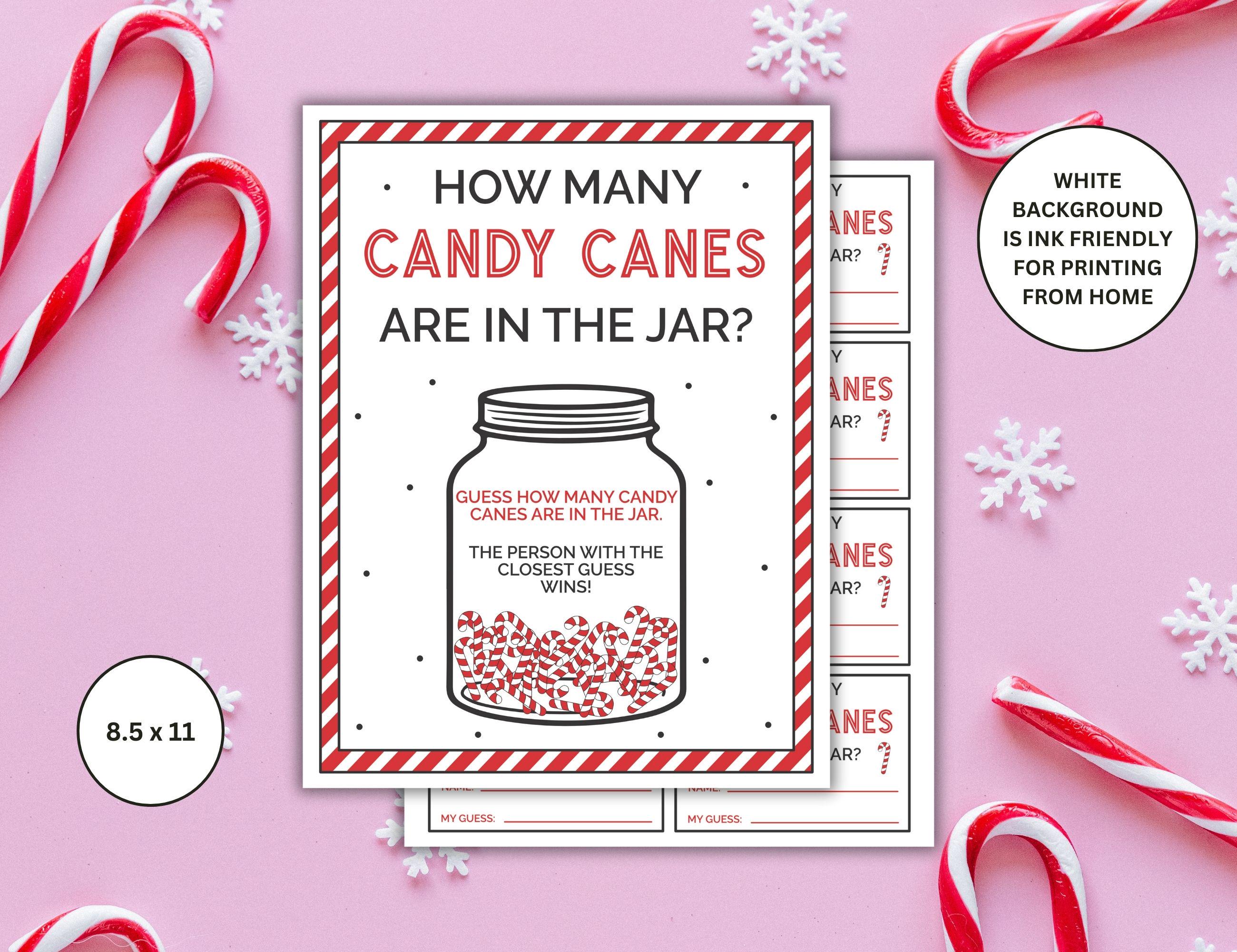 Guess How Many Candy Canes Are in the Jar Printable Sign and Cards ...