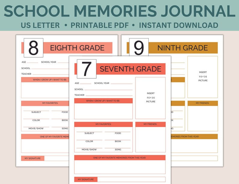 Printable School Memory Pages | Kids School Keepsake Journal | Back to ...