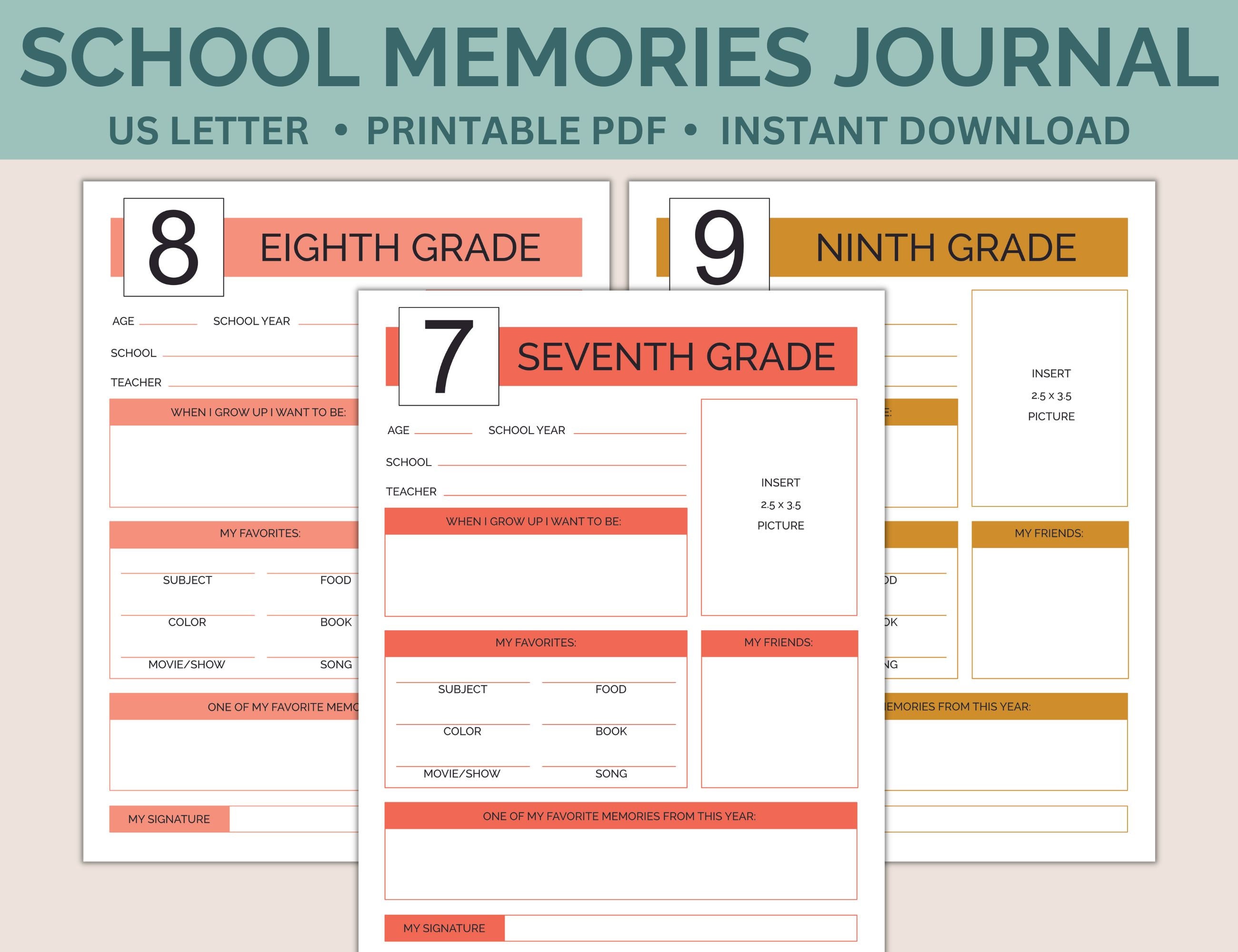 Printable School Memory Pages | Kids School Keepsake Journal | Back to ...