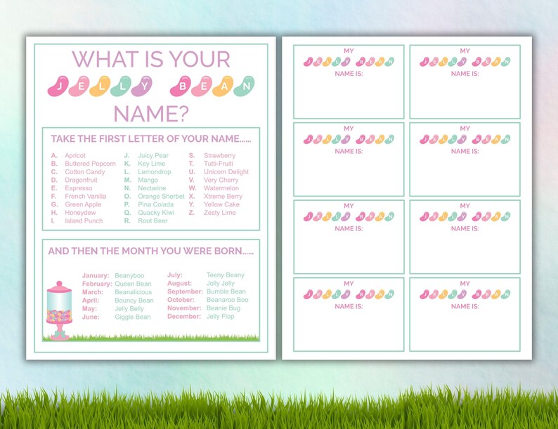 What is Your Jelly Bean Name Printable Game | Jelly Bean Games | Jelly ...