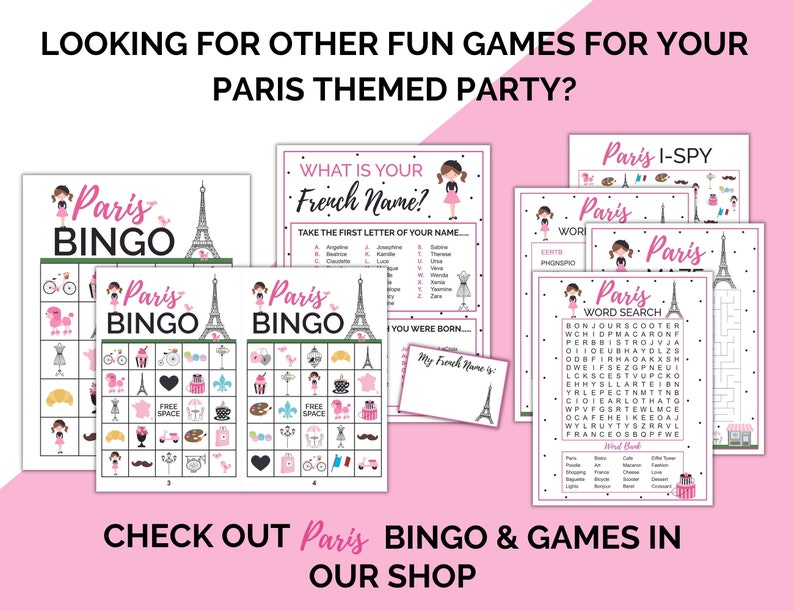 Paris Candy Dice Printable Game | Paris Themed Party Game | DIY Party ...
