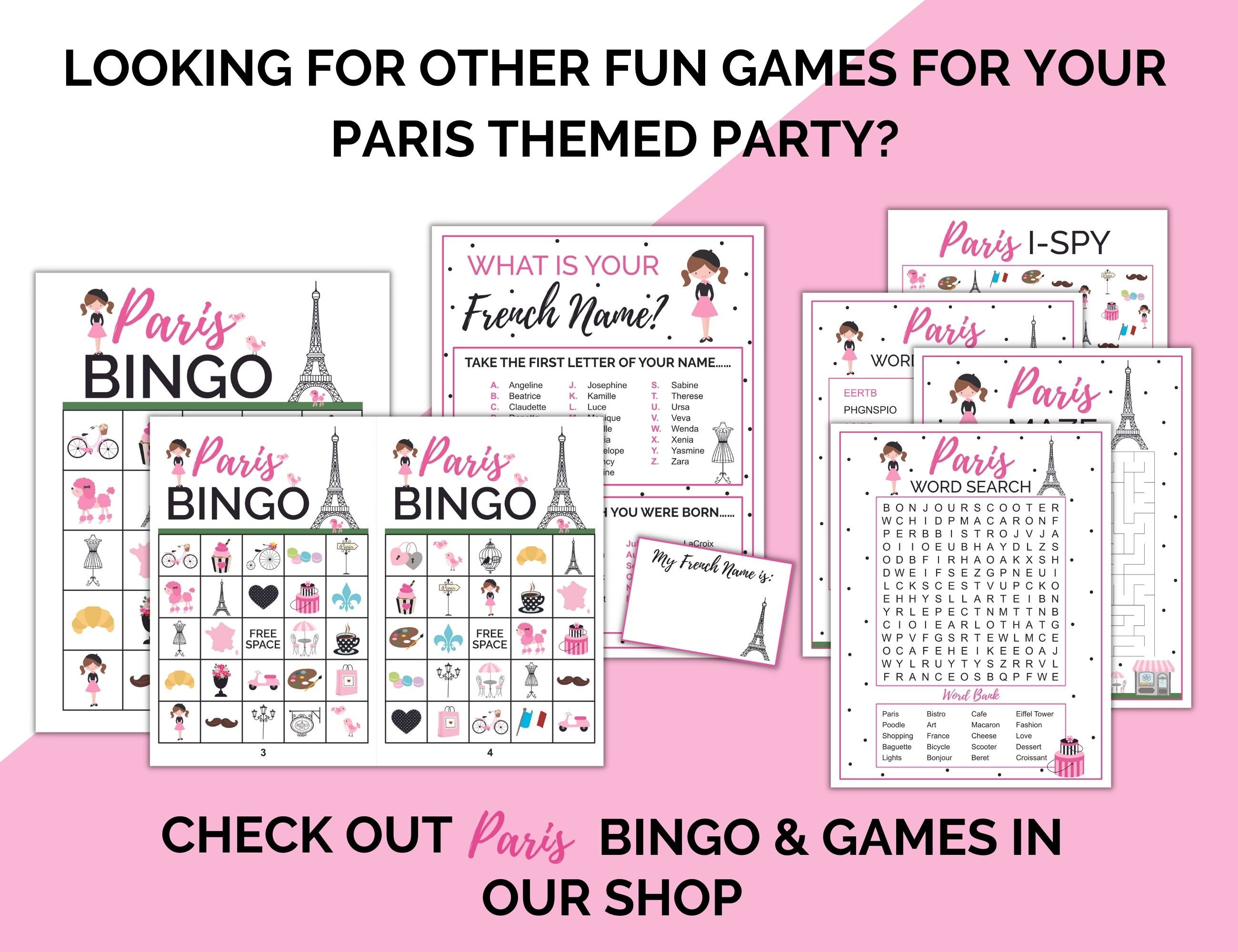 Paris Candy Dice Printable Game | Paris Themed Party Game | DIY Party ...