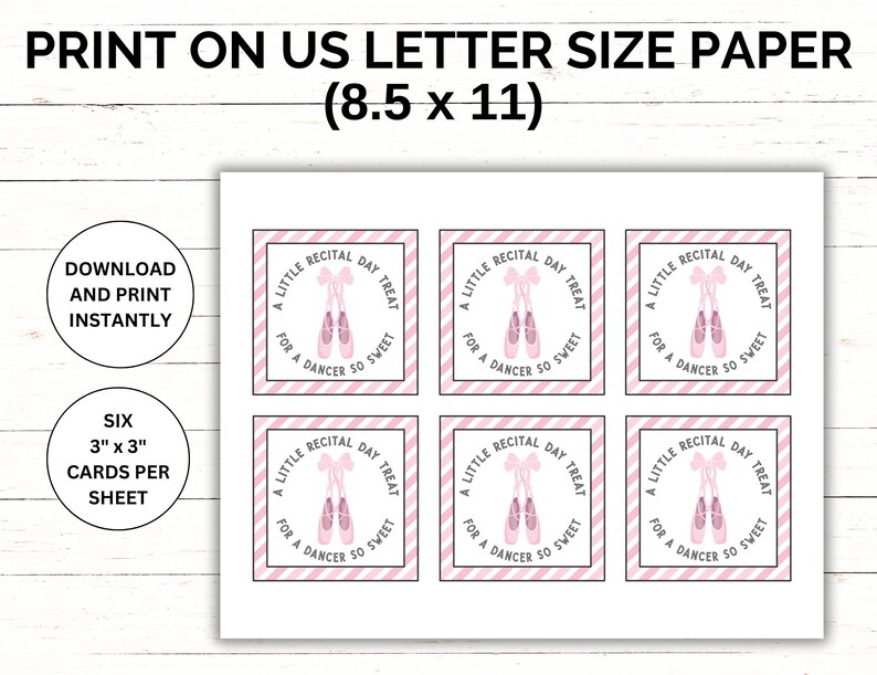 Printable Dance Recital Day Treat Tags | Ballerina Tags | Dance Recital ...