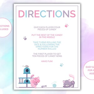 Kitty Candy Dice Printable Game | Kitty Cat Themed Party Game | Cat ...