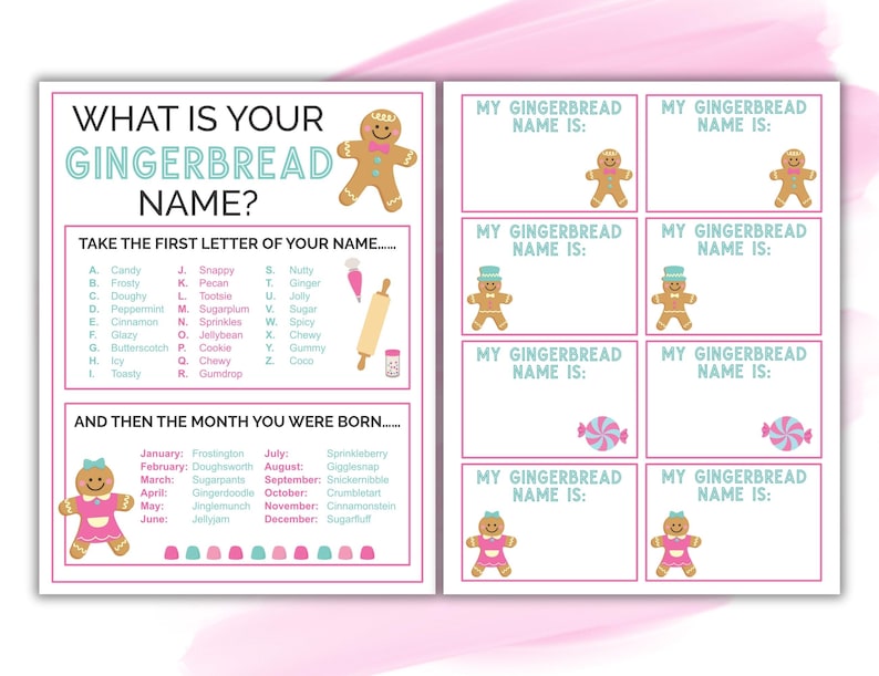 What is Your Gingerbread Name Printable Game With Name Tags ...