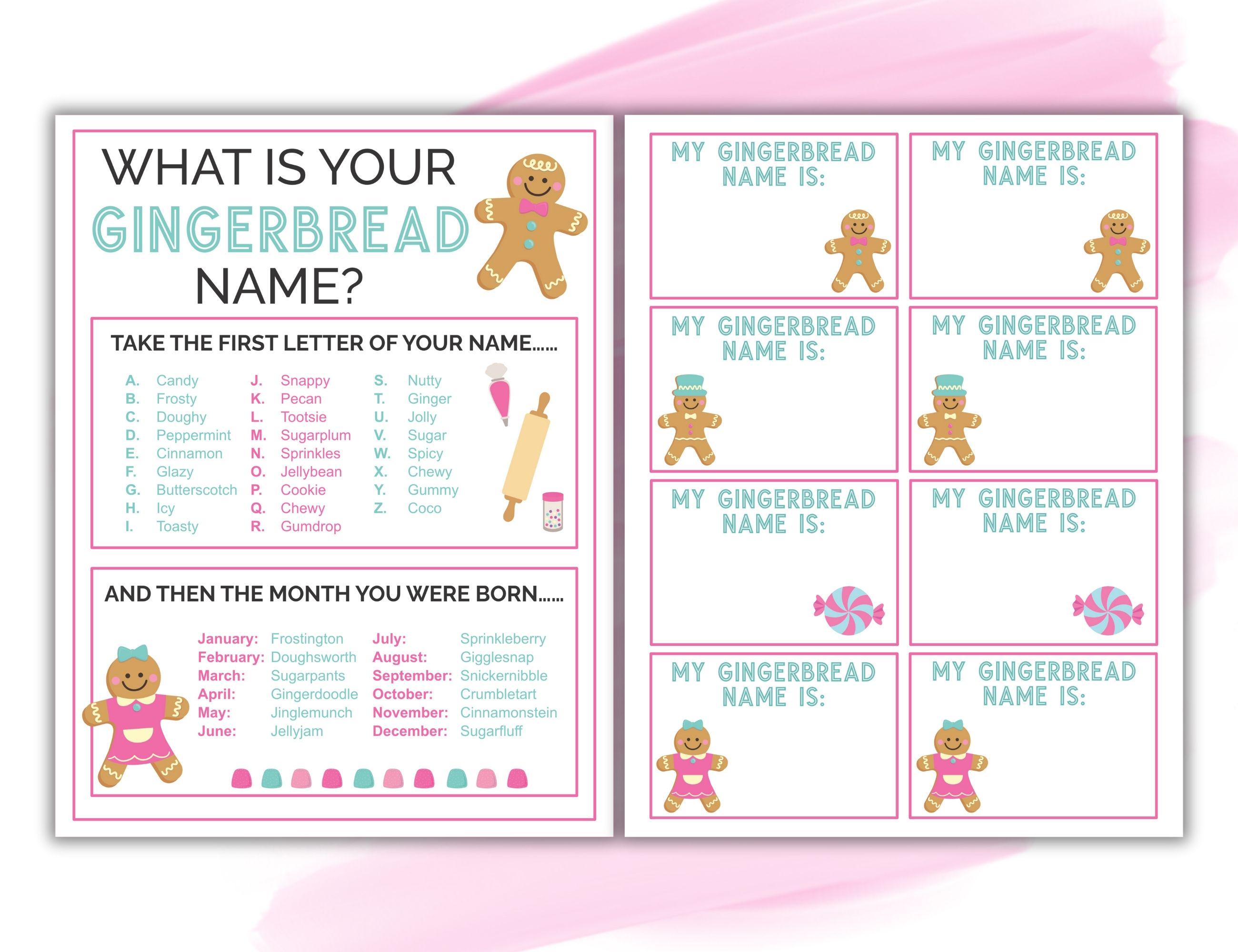 What is Your Gingerbread Name Printable Game With Name Tags ...
