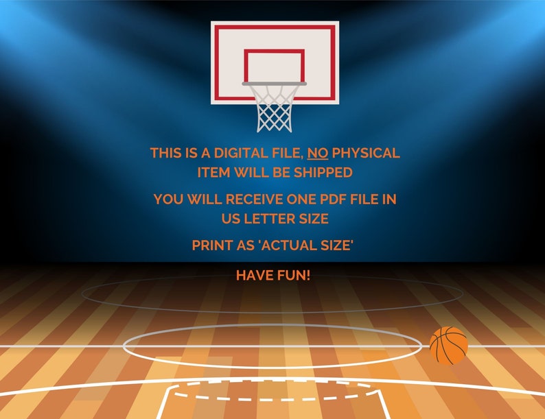 Basketball Party Candy Dice Printable Game | Basketball Themed Game ...