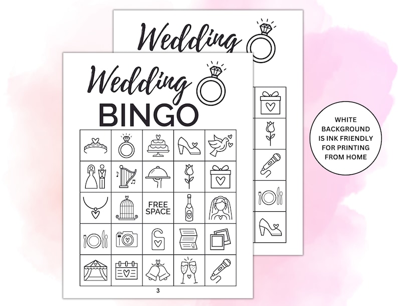 30 Printable Wedding Themed Bingo Cards | Bridal Shower Bingo Game ...