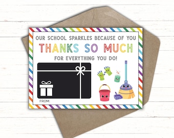School Custodian Thank You Appreciation Card - Etsy