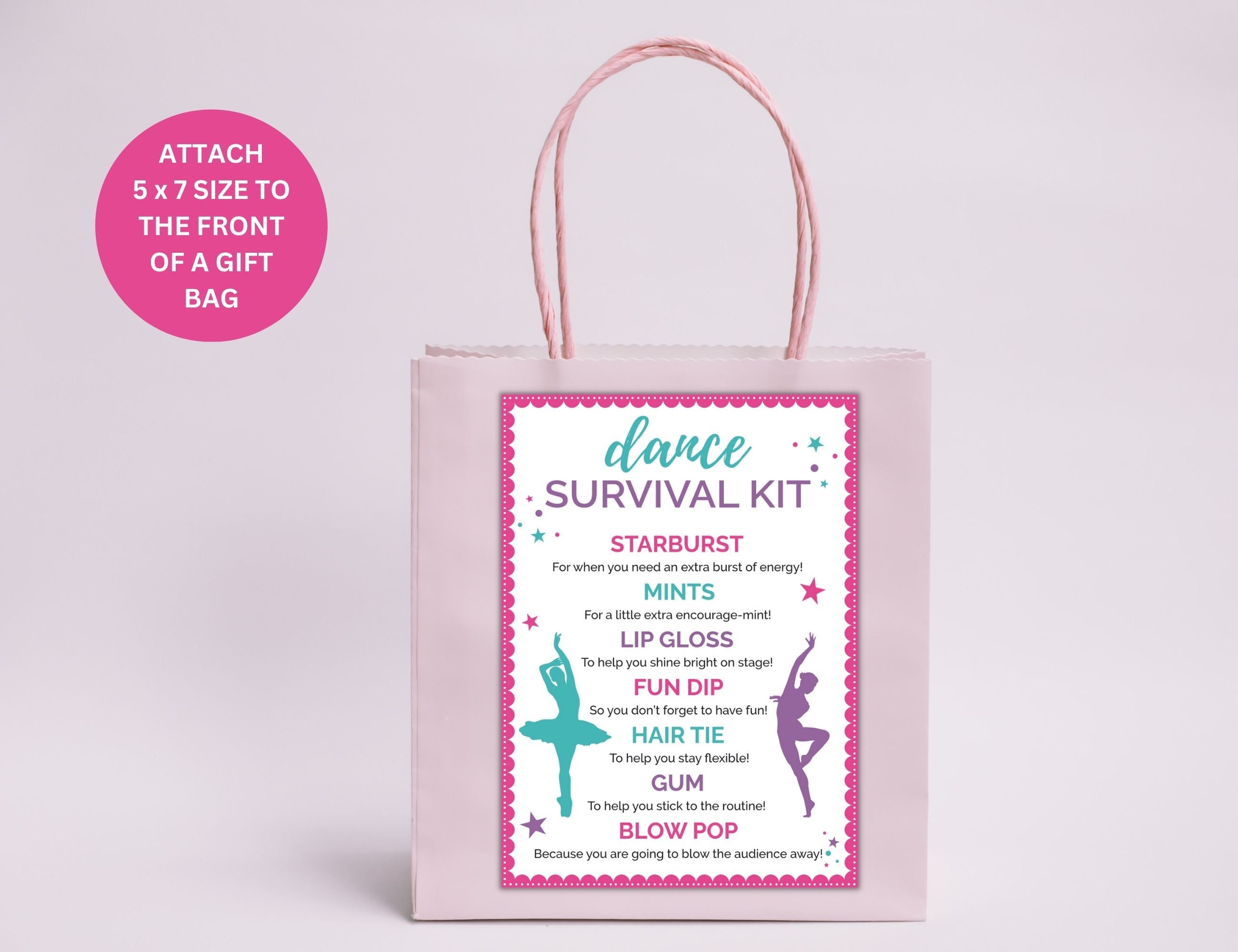Printable Dance Survival Kit Dance Recital Gift Idea Dancer Gift Dance ...