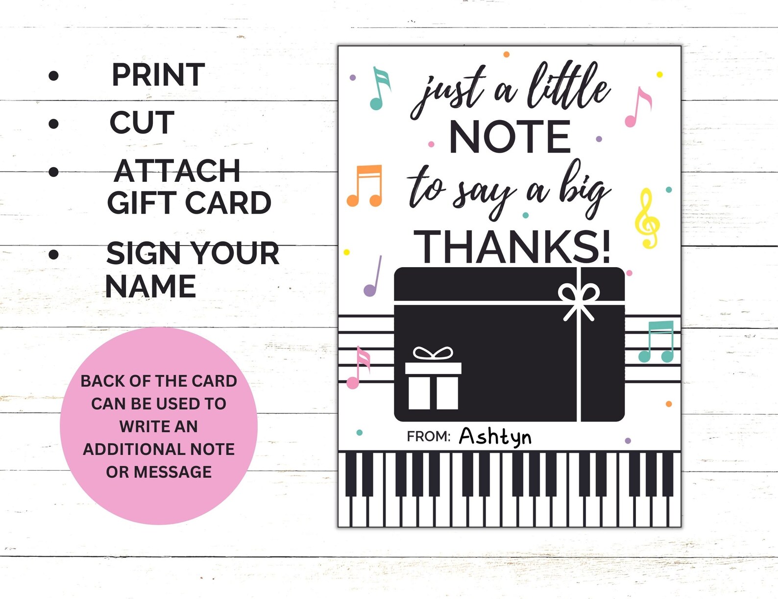 Music Teacher Gift Card Holder | Music Lover Appreciation Card | Band ...