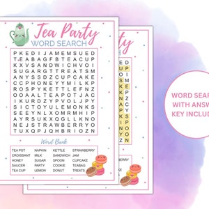 Printable Tea Party Games | Kid's Tea Party Activity Set | Children's ...