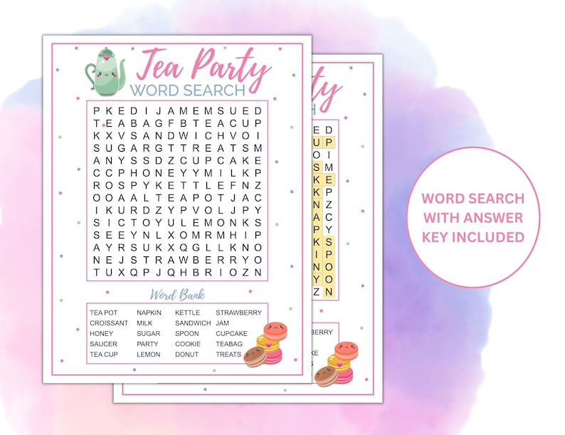 Printable Tea Party Games | Kid's Tea Party Activity Set | Children's ...