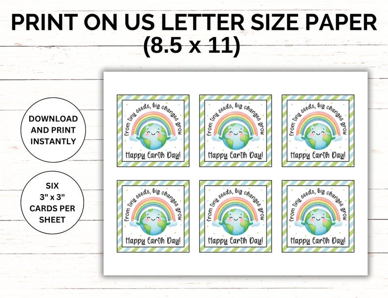 Happy Earth Day Printable Tag | Earth Day Seed Packets Tag | Earth Day ...