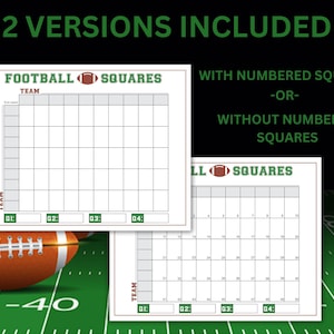 Football Squares Printable Game Board | 50 Square Football Pool | 50 ...