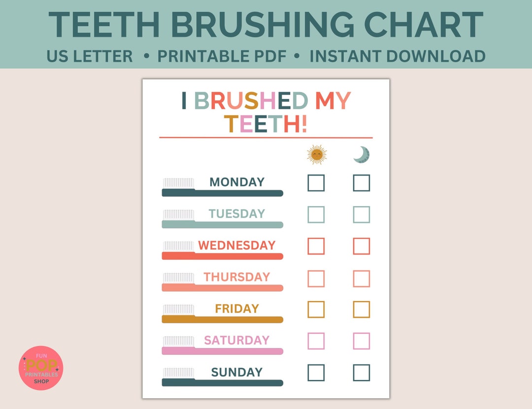 I Brushed My Teeth Printable | Teeth Brushing Chart | Weekly Brushing Checklist | Teeth Brushing ...