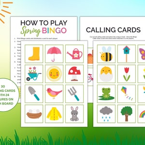 30 Printable Spring Bingo Cards Spring Bingo for Kids Spring Classroom ...