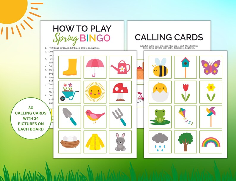 30 Printable Spring Bingo Cards | Spring Bingo for Kids | Spring ...