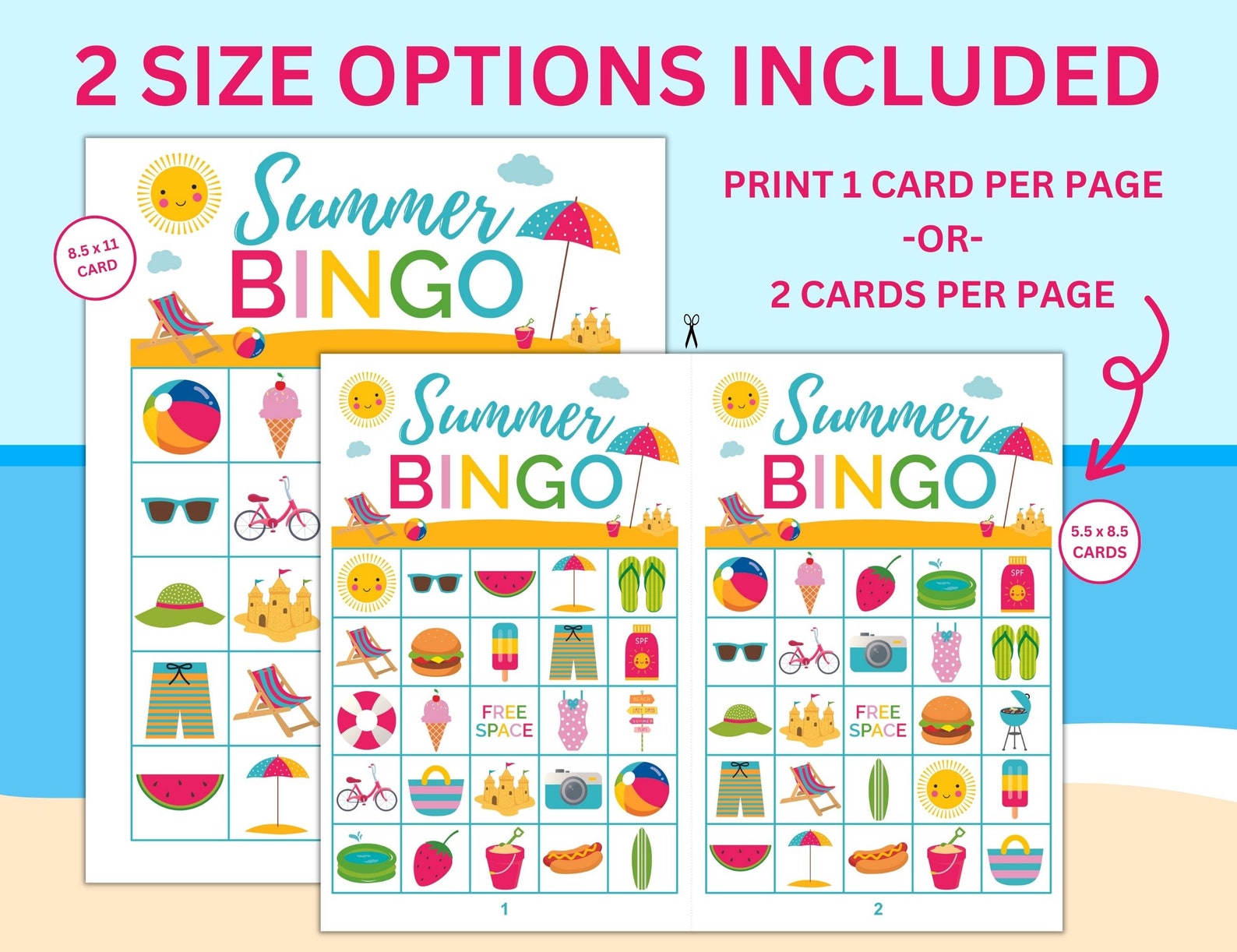30 Printable Summer Bingo Cards | Summer Bingo for Kids | Summer ...