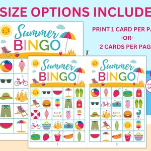 30 Printable Summer Bingo Cards | Summer Bingo for Kids | Summer ...