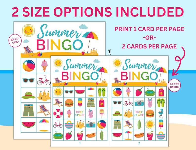 30 Printable Summer Bingo Cards | Summer Bingo for Kids | Summer ...