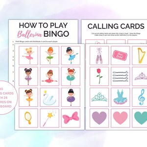 30 Printable Ballerina Themed Bingo Cards | Ballerina Party Games ...