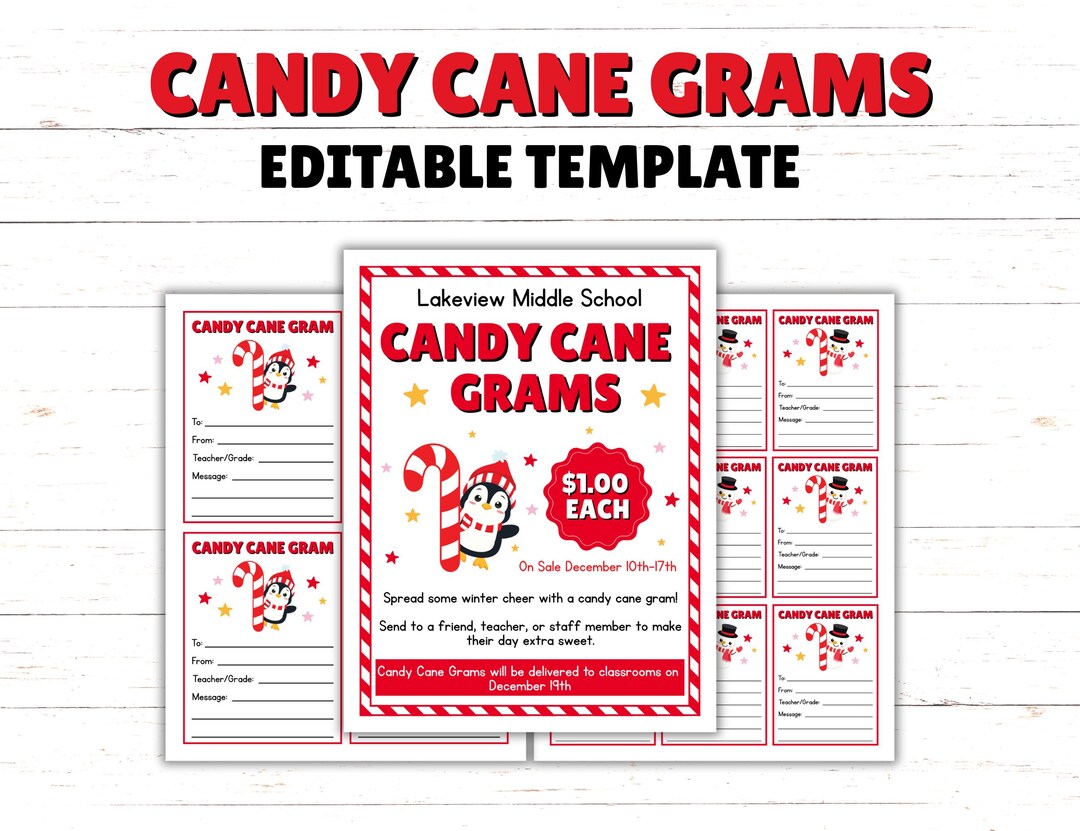 Candy Cane Grams Kit, Candy Cane Flyer, Candy Cane Holder Tags, Candy ...