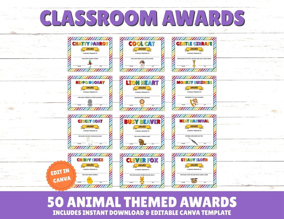 Class Awards Elementary, Teacher Awards for Students, End of Year Class ...