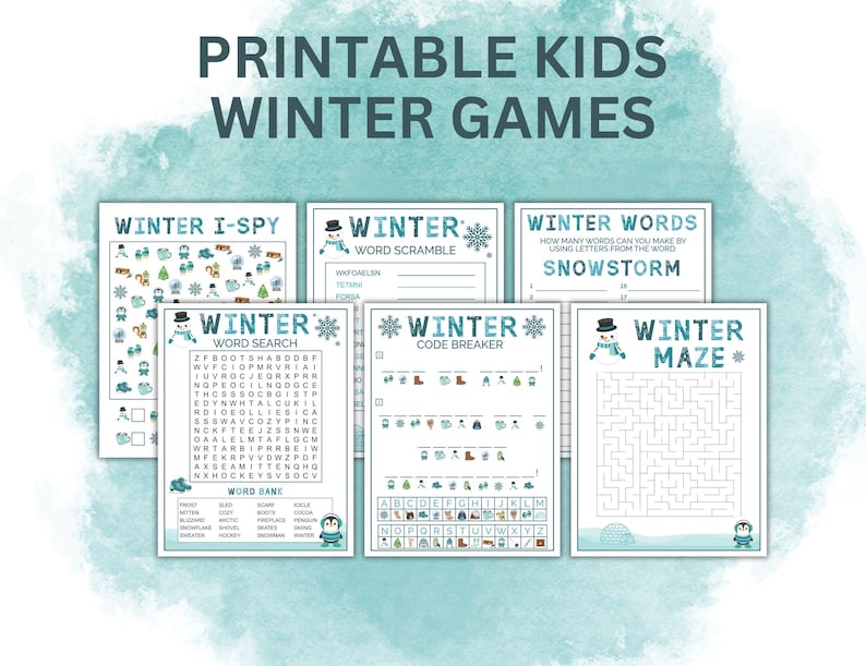 Printable Winter Party Games | Winter Kids Activity Pack | Winter ...