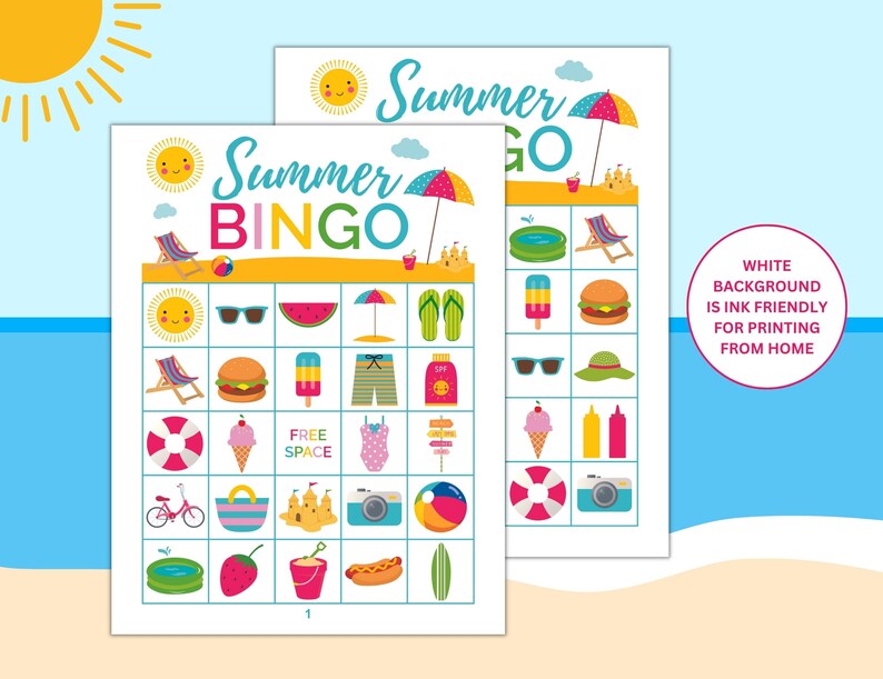30 Printable Summer Bingo Cards | Summer Bingo for Kids | Summer ...