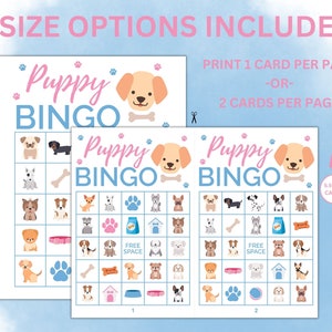 30 Printable Puppy Themed Bingo Cards | Puppy Dog Party Games | Dog ...