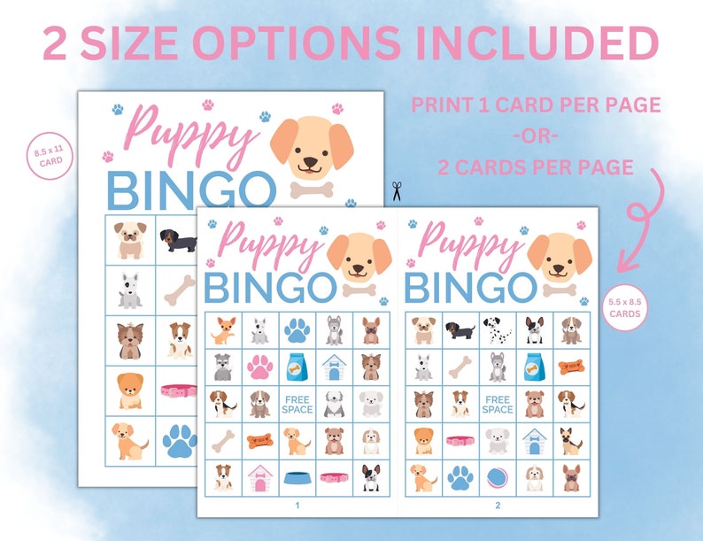 30 Printable Puppy Themed Bingo Cards | Puppy Dog Party Games | Dog ...
