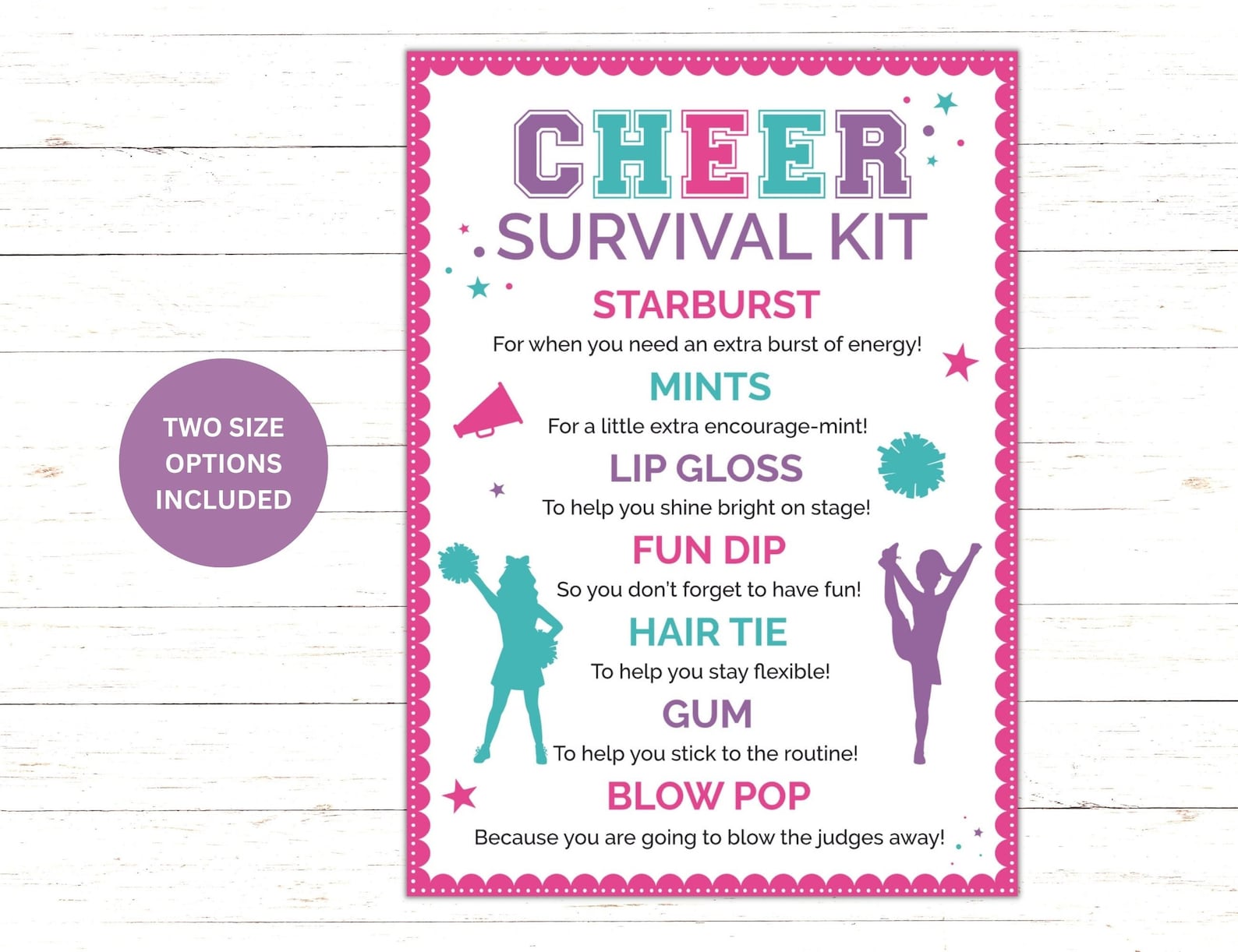 Printable Cheer Survival Kit | Cheer Competition Gift Idea| Cheerleader ...