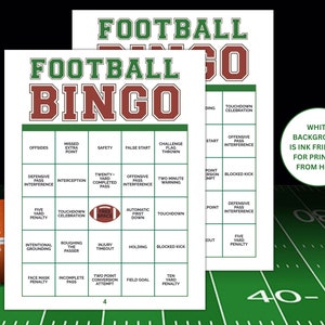 30 Printable Football Themed Bingo Cards | Football Watch Party Game ...