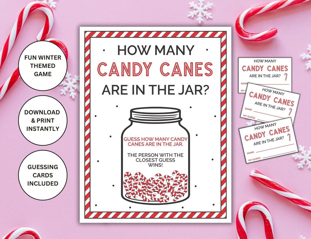 Guess How Many Candy Canes Are in the Jar Printable Sign and Cards ...