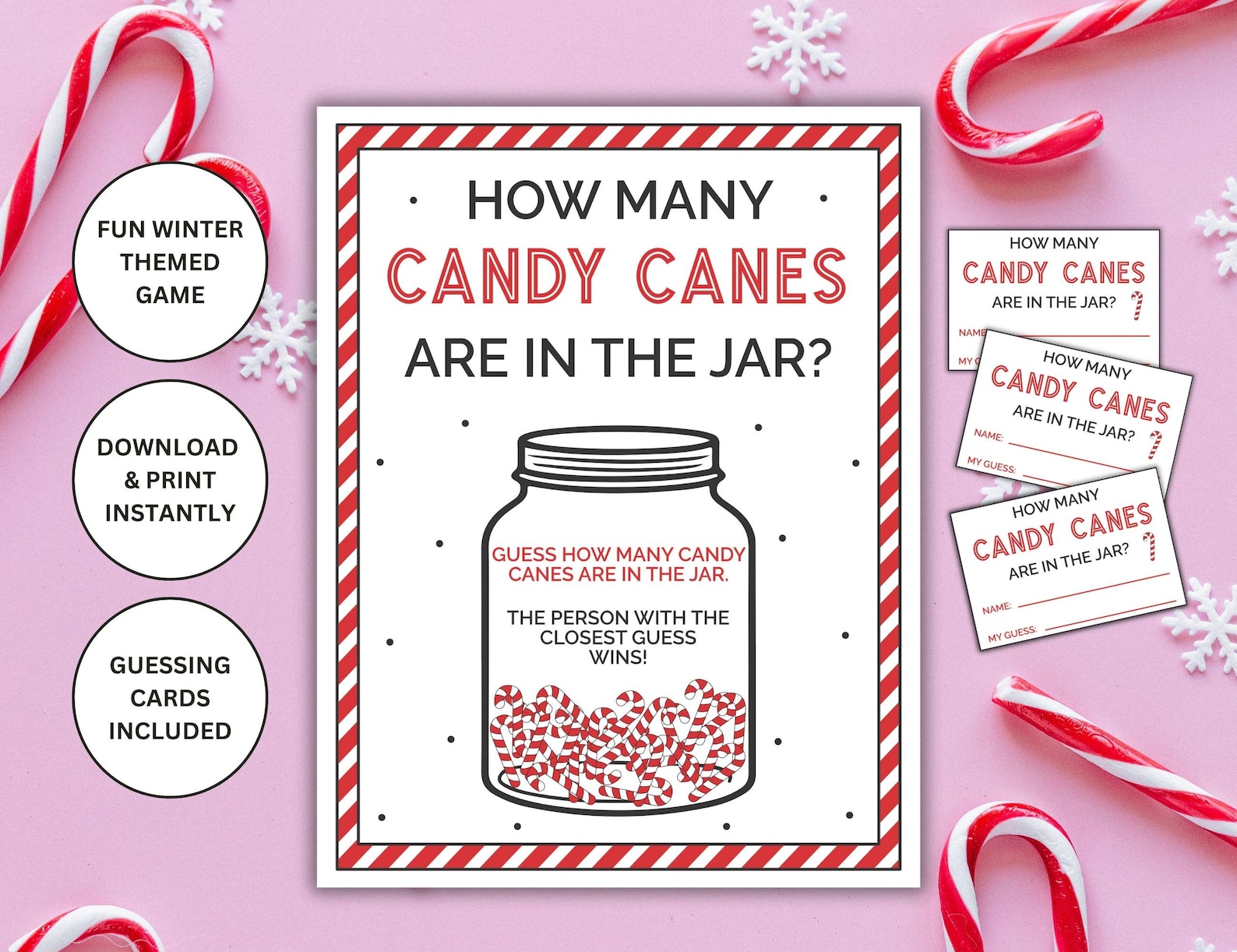 Guess How Many Candy Canes Are in the Jar Printable Sign and Cards ...